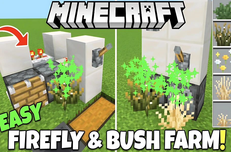 Dry Grass Farm in Minecraft & Firefly Bush Farm Tutorial - Item4Gamer